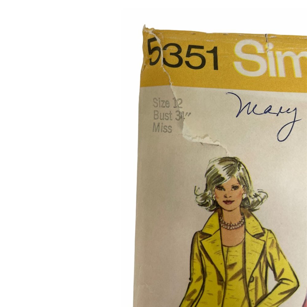 Simplicity 5351 Vintage 1972 Sewing Pattern - Gem